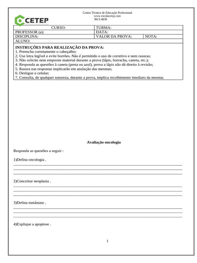 Modelo de Prova (1) | PDF