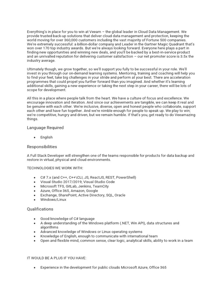 JD - Veeam - .NET Developer - BRIDGEWATER (1) - 1 | PDF