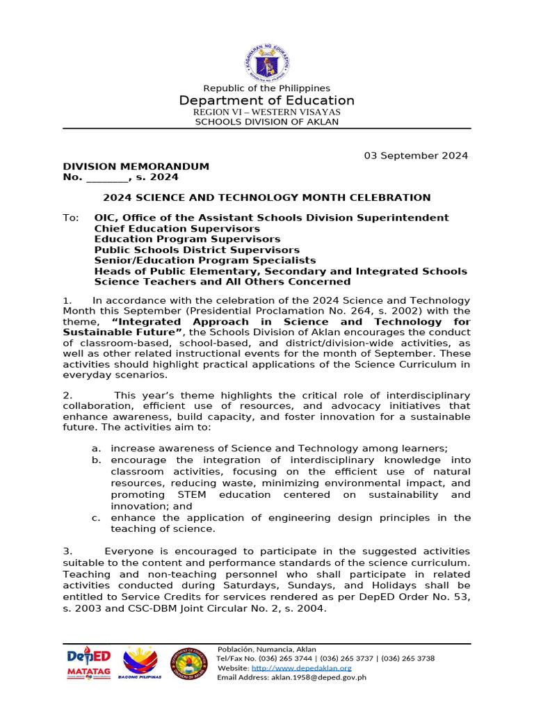 MEMO - Science Month 2024 With Mechanics&Criteria | PDF