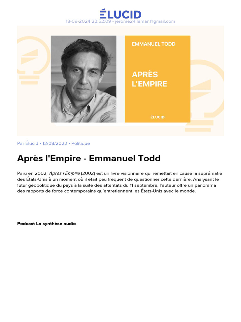 Après L'empire - Emmanuel Todd | PDF