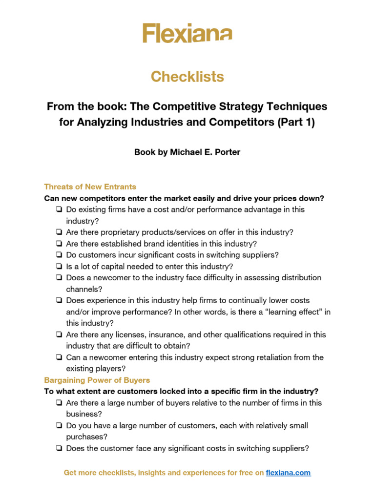 Checklists Porter 5 Rules | PDF