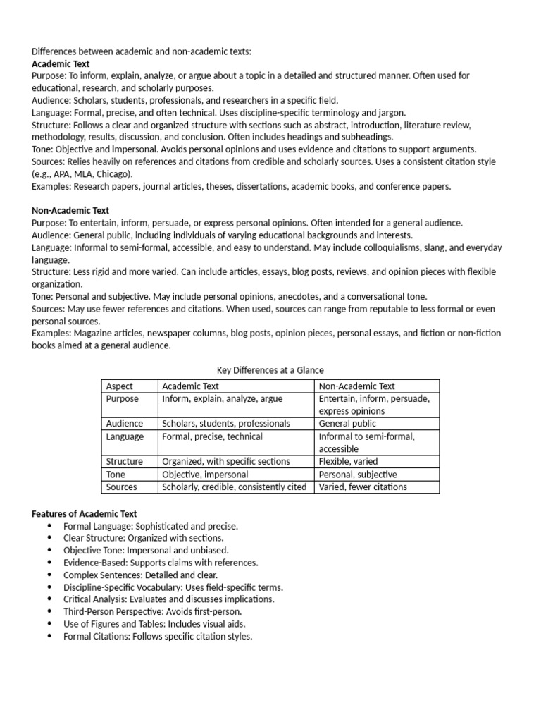 Differences Between Academic and Non | PDF