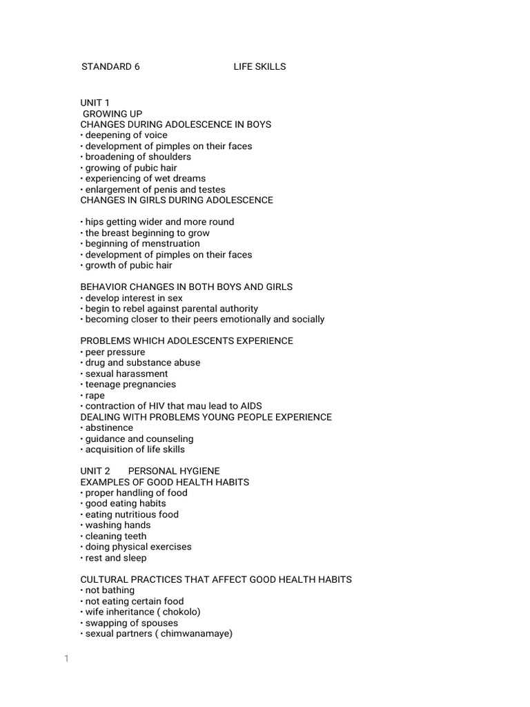 STD 6 Life Skills | PDF