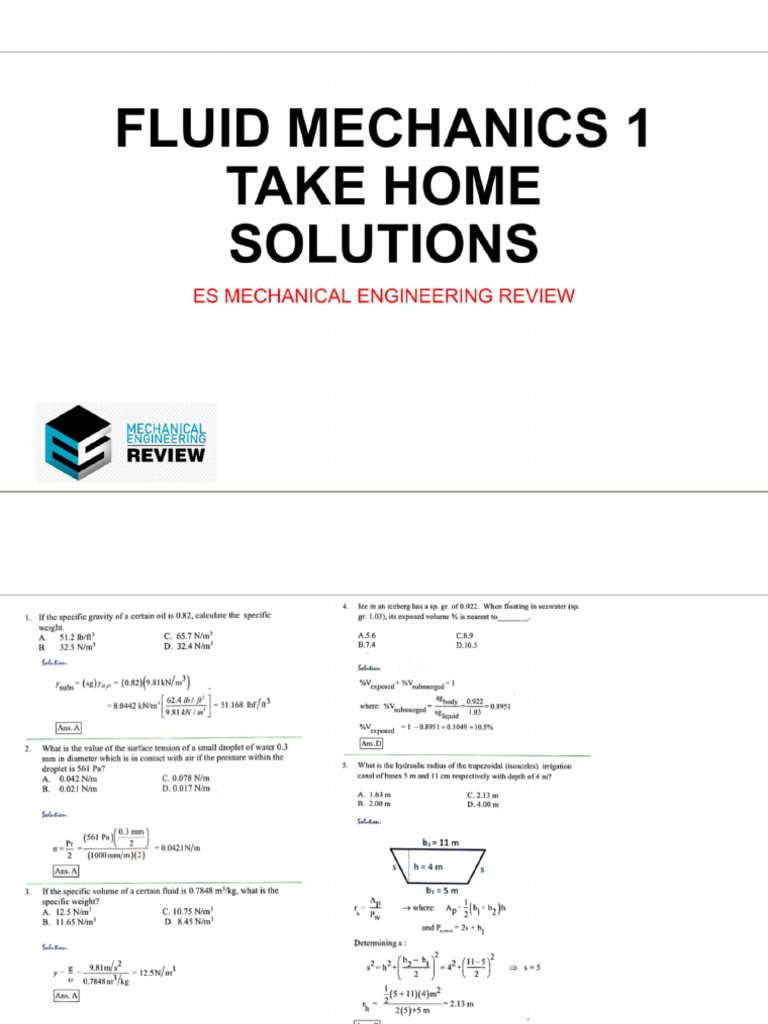 24.FLUID-MECHANICS-1-SOLUTIONS... | PDF
