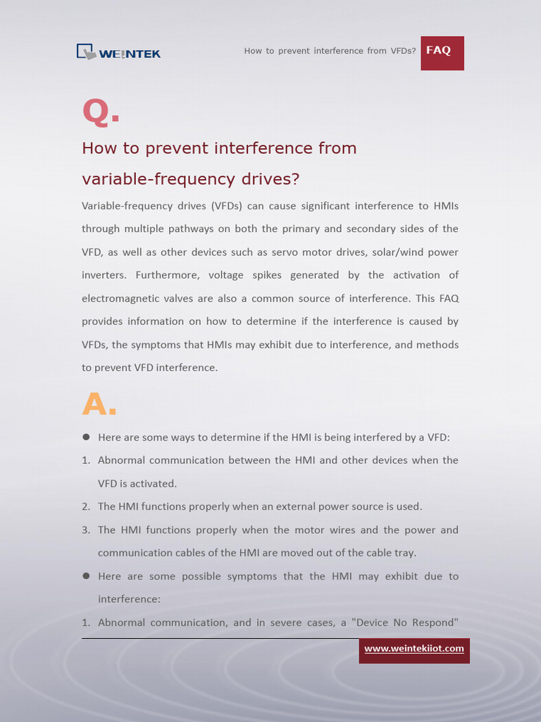 FAQ 125 Prevent Interference From Variable Frequency Drive Eng | PDF