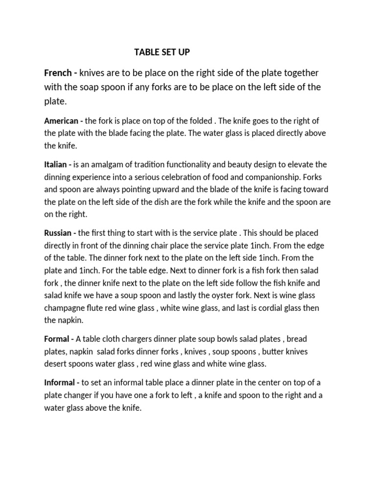 TABLE SET UP WPS Office | PDF