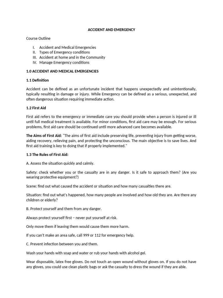 Accident and Emergency Lecture 1-1 | PDF