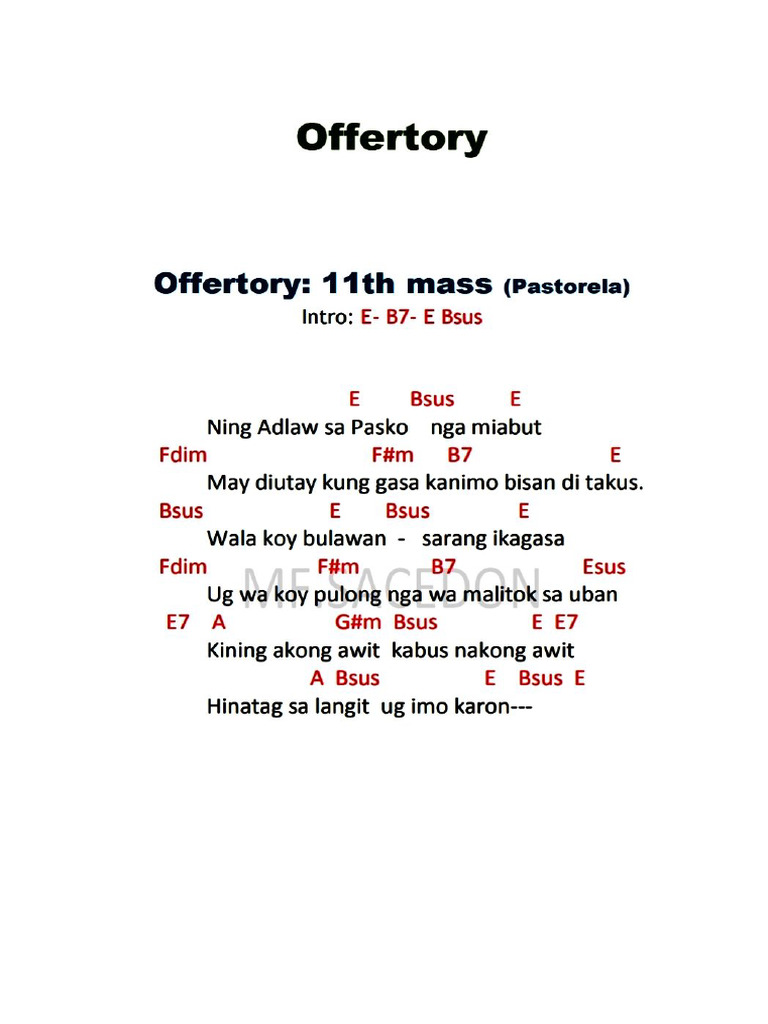 Offertory - 11th Mass Pastorela | PDF
