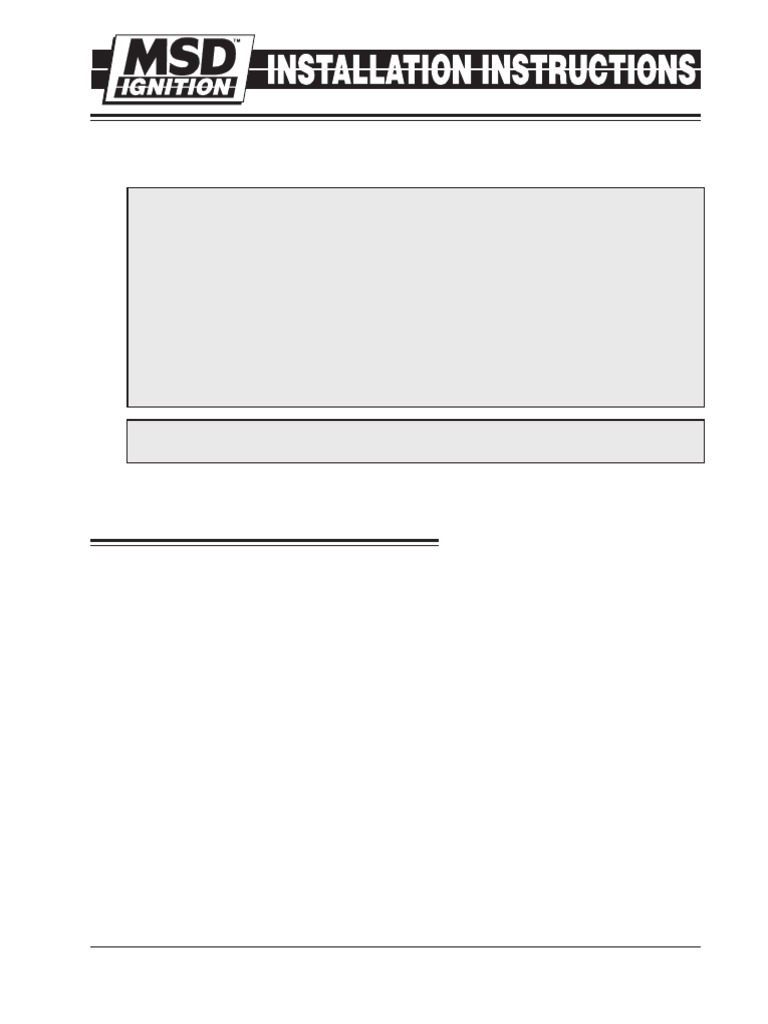 MSD 6 Series Installation Instructions 6A, 6AL, 6T, 6BTM, 6TN, 6ALN | PDF