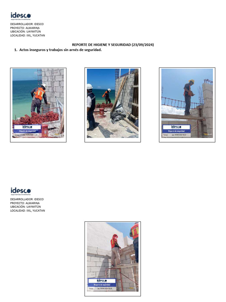 Reporte de Seguridad - IDESCO - ALMARINA - 23 09 24 | PDF