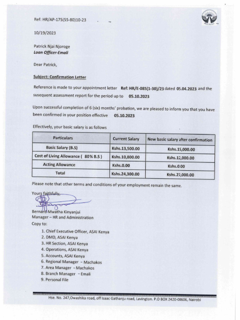 Confirmation letter | PDF