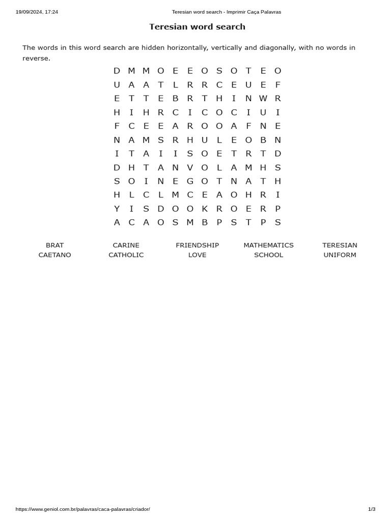Teresian Word Search | PDF