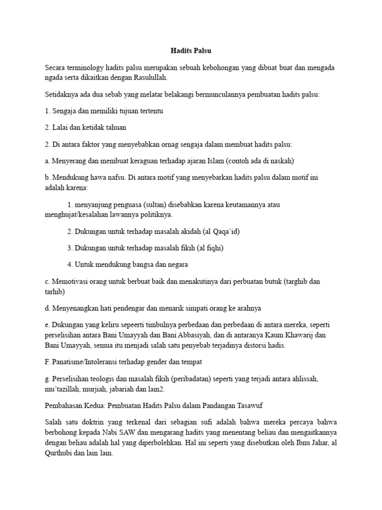 Hadits Palsu | PDF | Islamic Jurisprudence | Semitic Words And Phrases