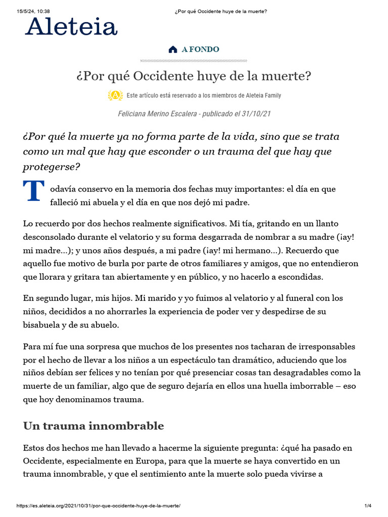 ¿Por Qué Occidente Huye de La Muerte | PDF