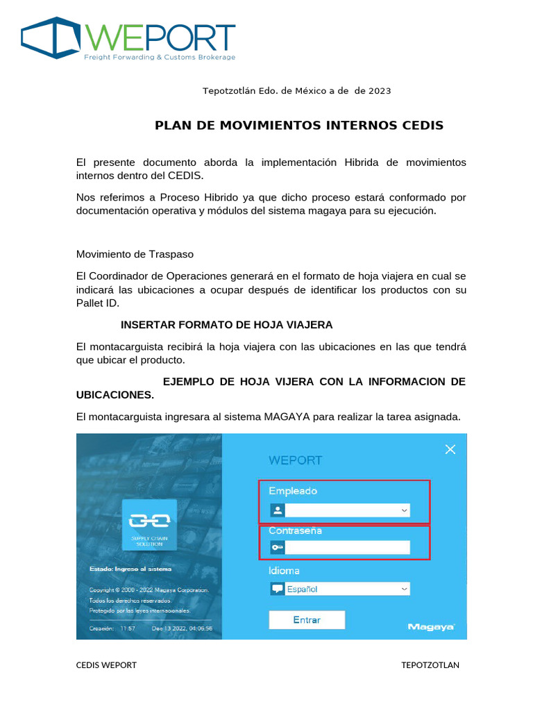 Plan de Movimientos CEDIS Weport | PDF