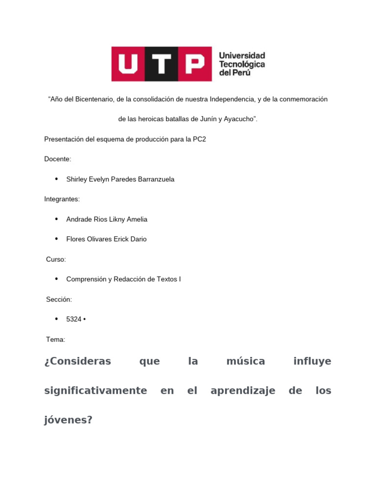 Presentación Del Esquema de Producción para La PC2 | PDF