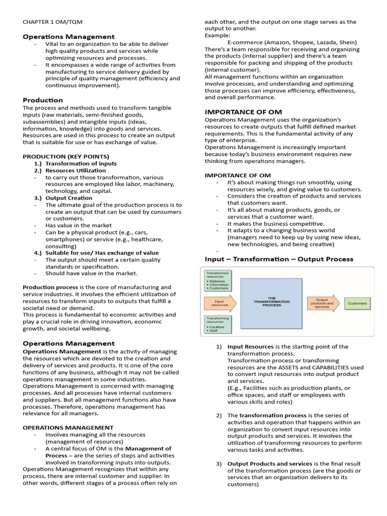 Chap1 Om - TQM | PDF