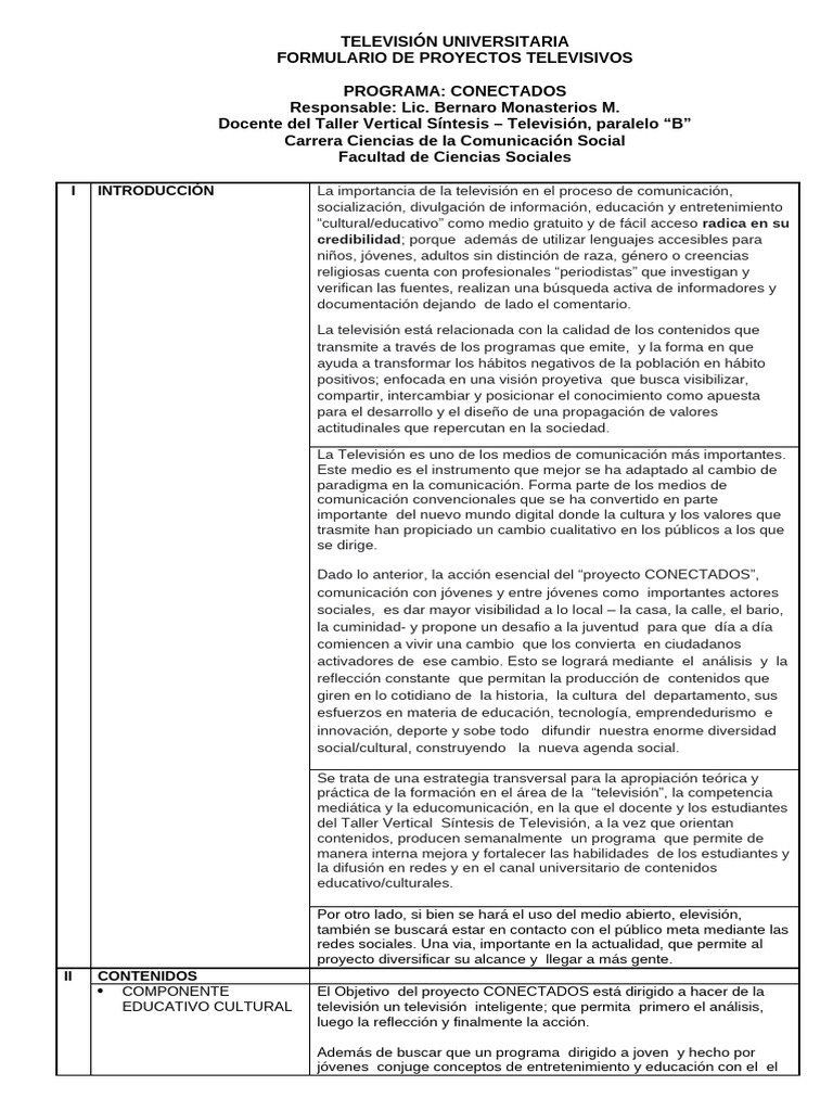 Formulario de Proyecto de Programa (Final Oficial Revisado) | PDF