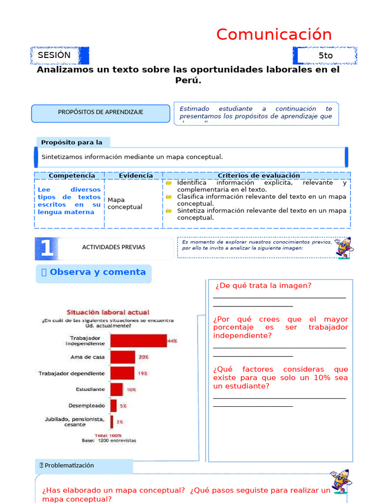 5° - Ficha - de - Aplicación-Sesión 2°-Sem.1-Exp.7-Com | PDF