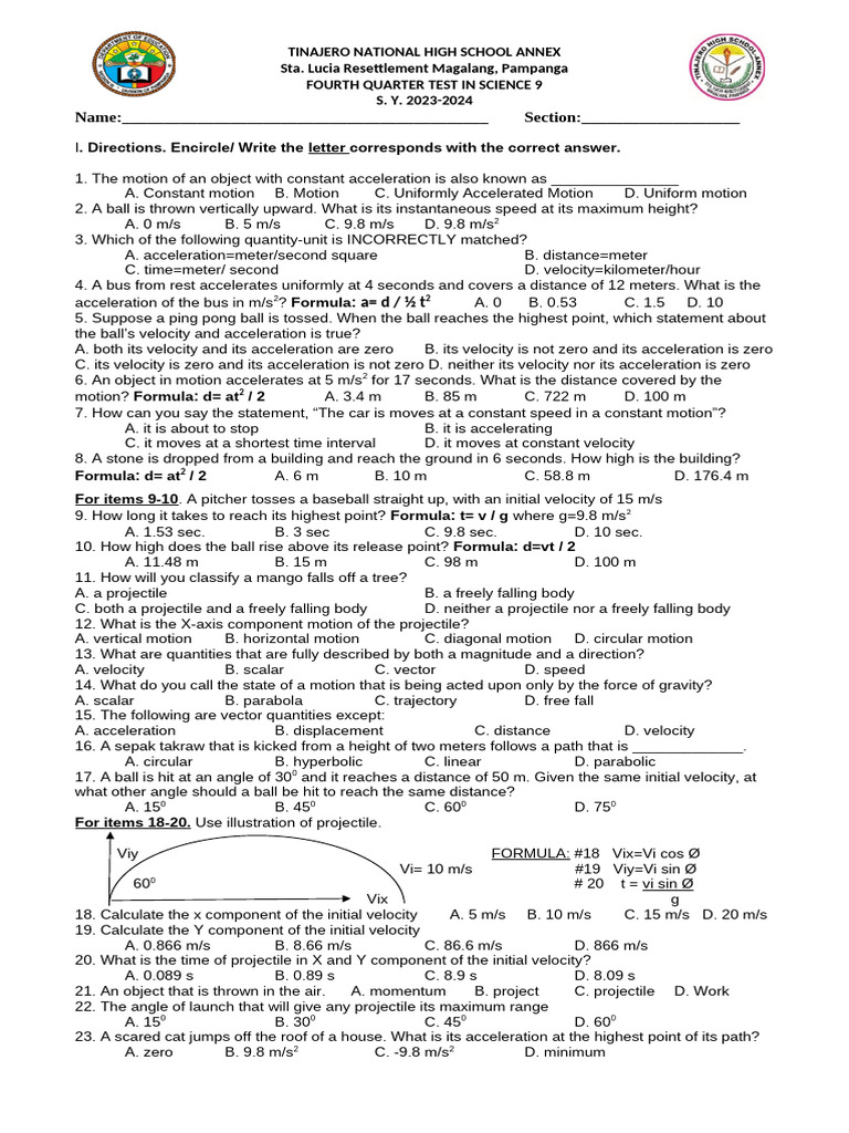 Science-4th-Qtr-Summative Test | PDF