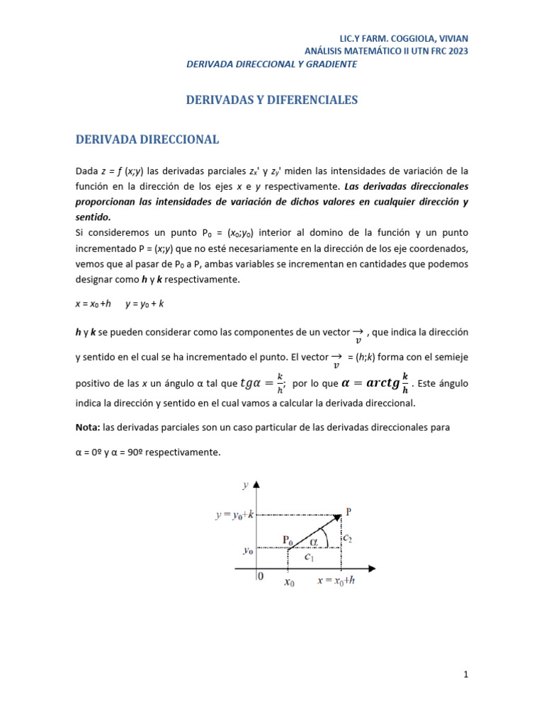 Clase Practica 4 Derivada Direccional y Gradiente | PDF | Degradado | Vector Euclidiano