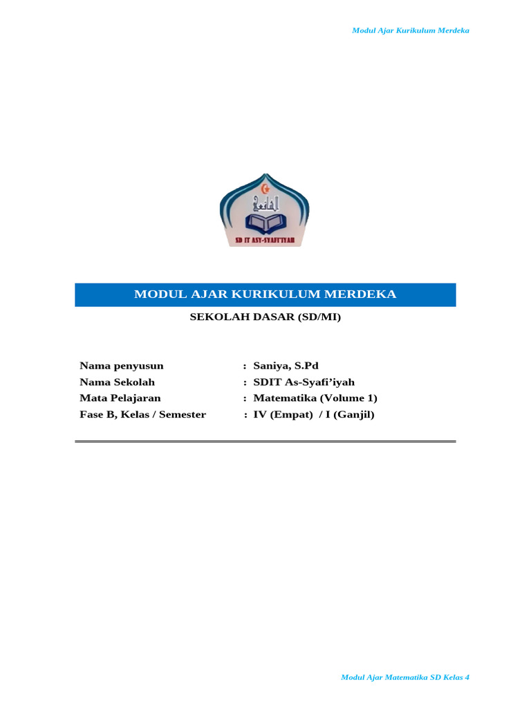 Modul Ajar Mtk Kurikulum Merdeka 2024 Pdf