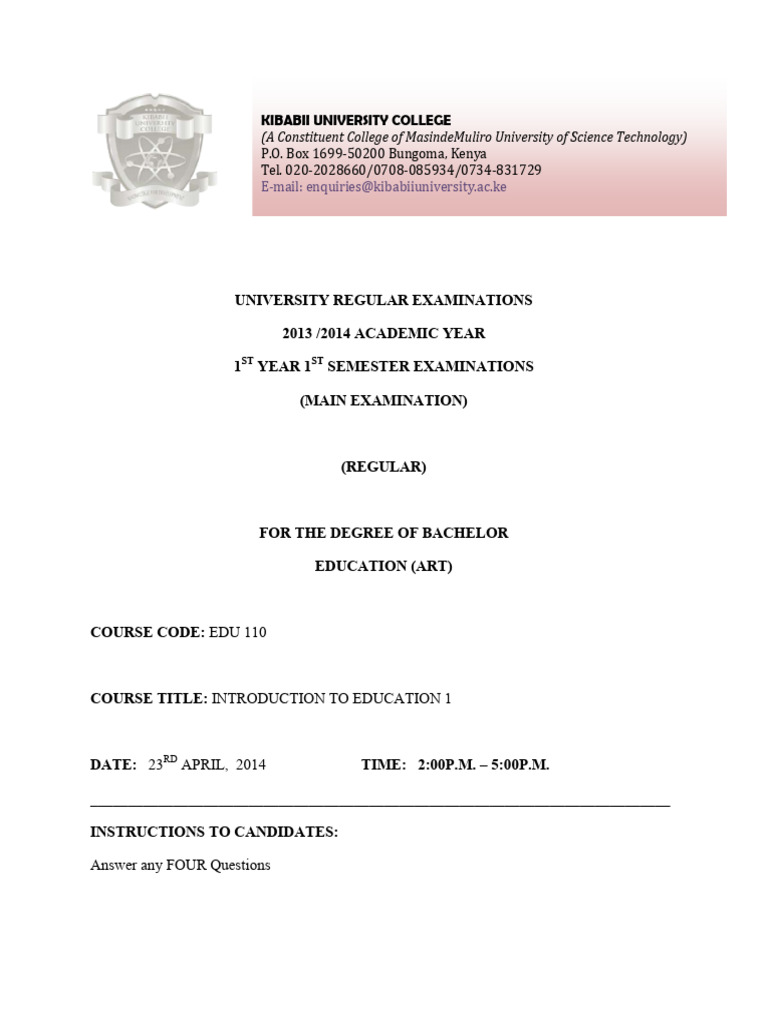 Edu 110 Introduction To Education | PDF