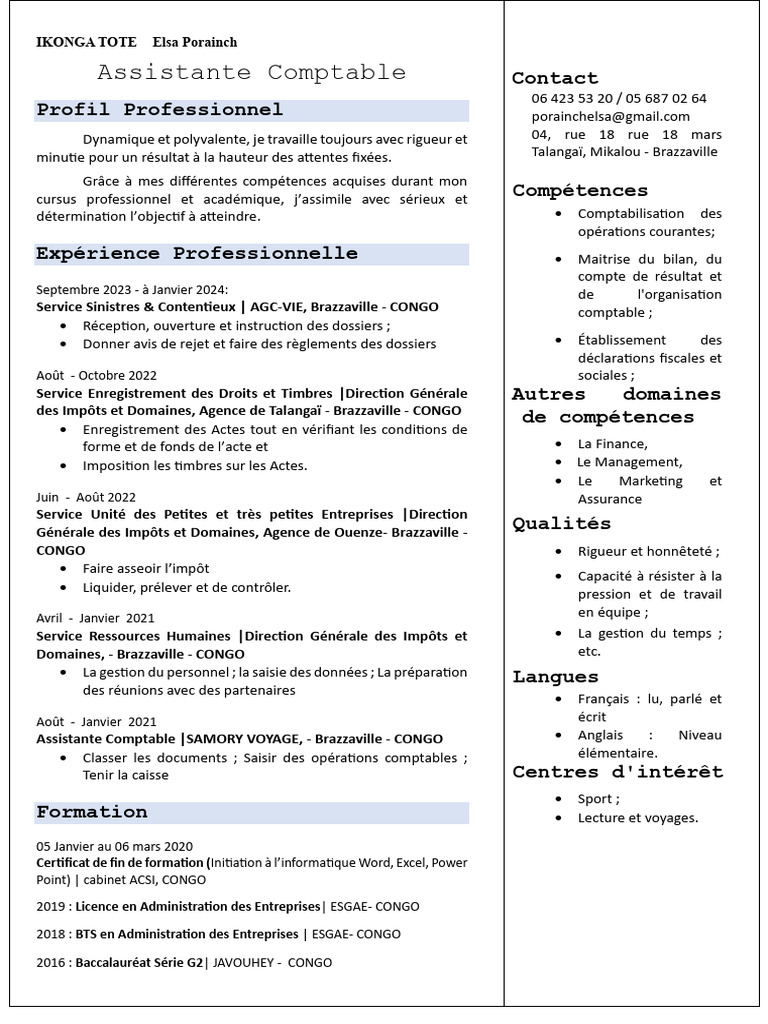 Modele de CV Simple Elegant ELSA | PDF