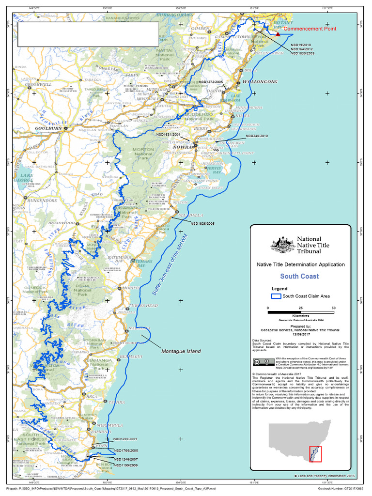National Native Title Tribunal Map of The Application Area (South Coast ...