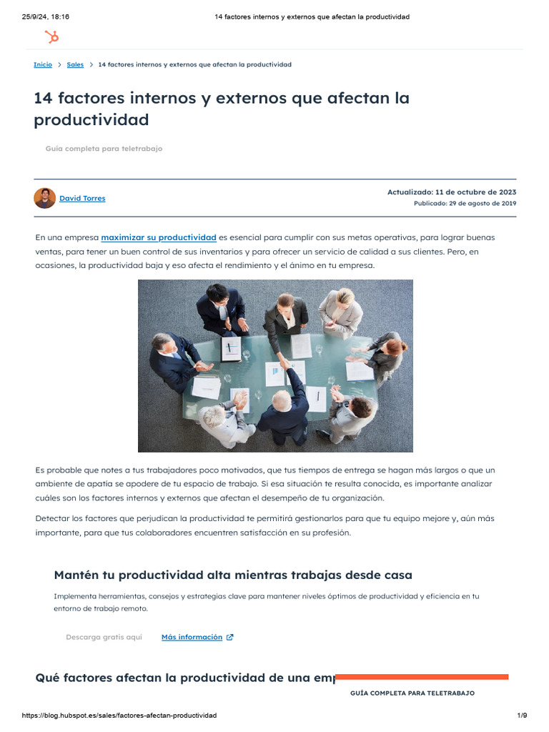 14 Factores Internos y Externos Que Afectan La Productividad | PDF
