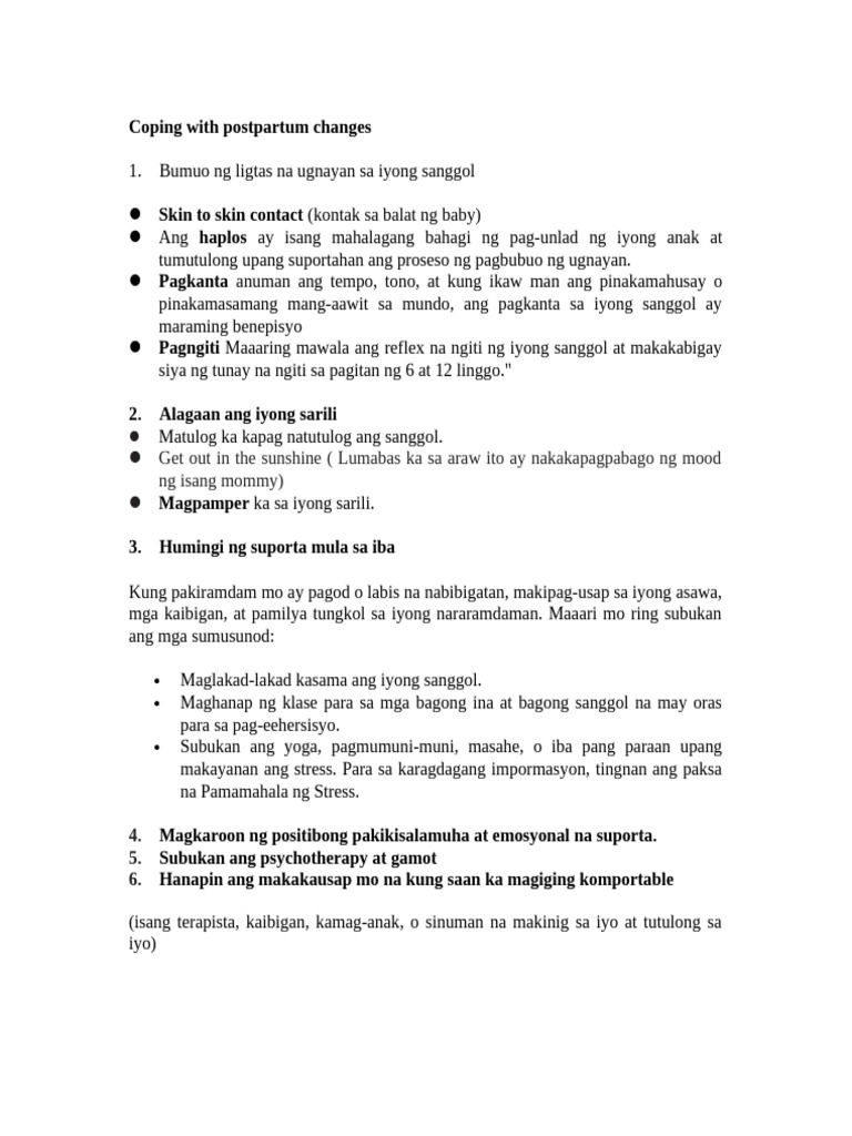 Coping With Postpartum Changes. | PDF