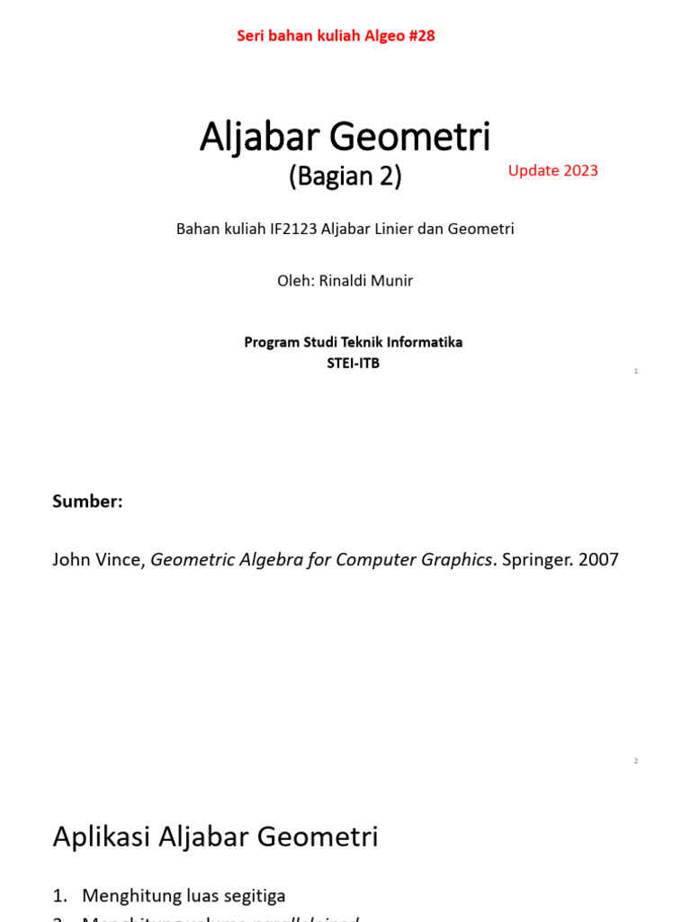 Algeo 28 Aljabar Geometri Bagian2 2023 | PDF