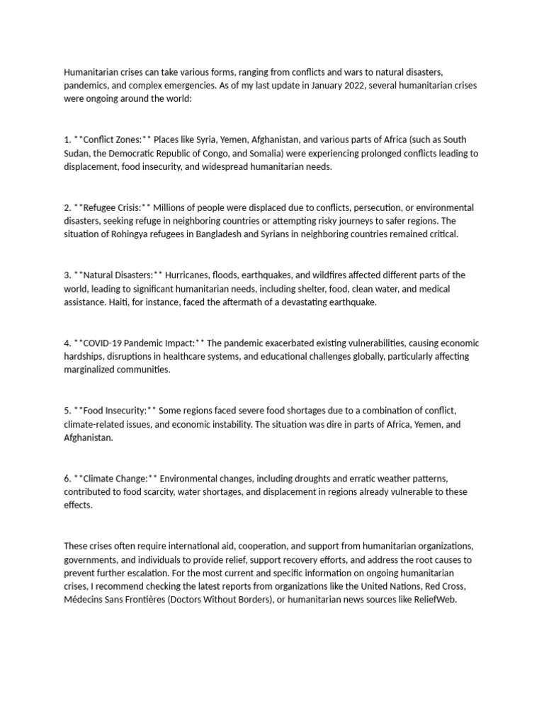 Humanitarian crises can take various forms | PDF
