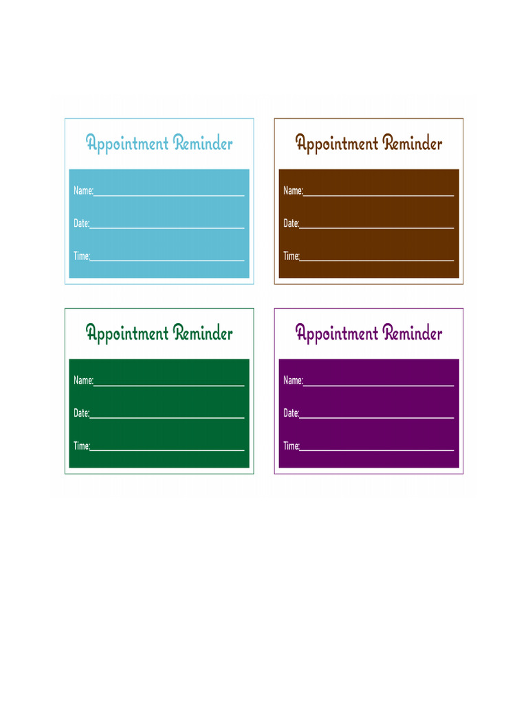 Free Printable Appointment Cards Templates - 391305.png | PDF