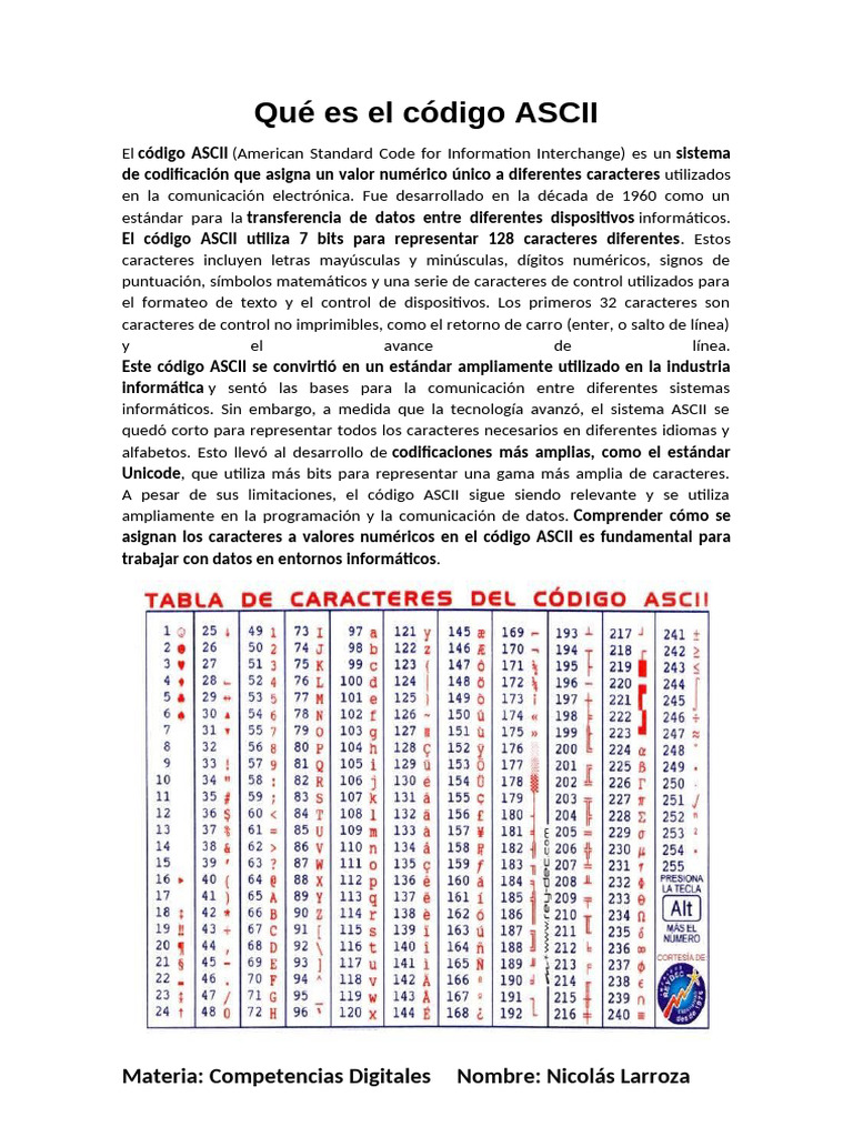 Qué Es El Código ASCII | PDF