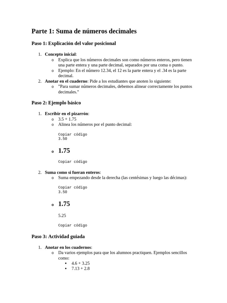 Sumas y Restas de Numeros Decimales | PDF