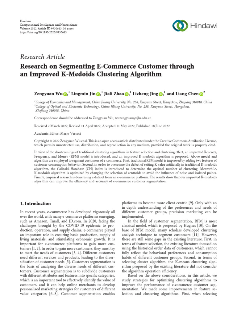 Research On Segmenting E-Commerce Customer Through An Improved K-Medoids Clustering Algorithm ...