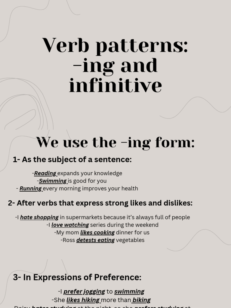 Verb Patterns - Ing and Infinitive - 20240906 - 104819 - 0000 | PDF