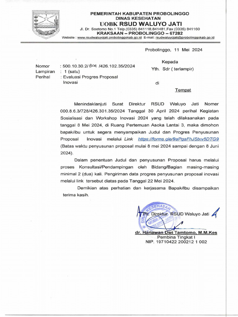 804 Evaluasi Progres Proposal Inovasi - 1 | PDF