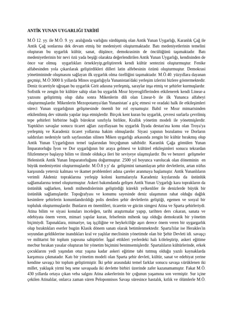 Antik Yunan Tarihi Enis | PDF