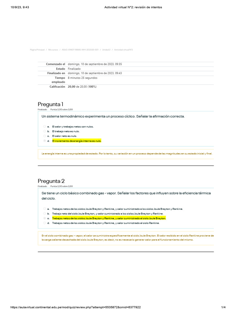 Actividad Virtual N°2 - Termo2 | PDF