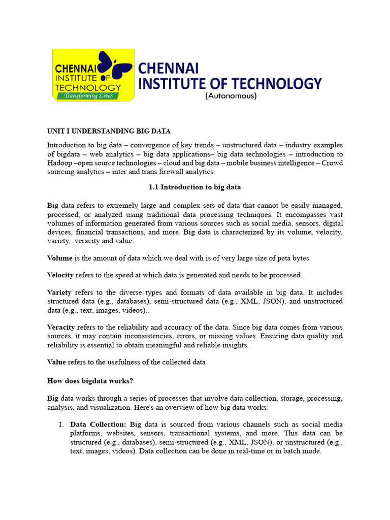Unit 1 Big Data | PDF