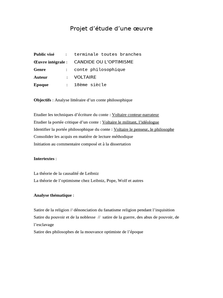 Projet Candide | PDF