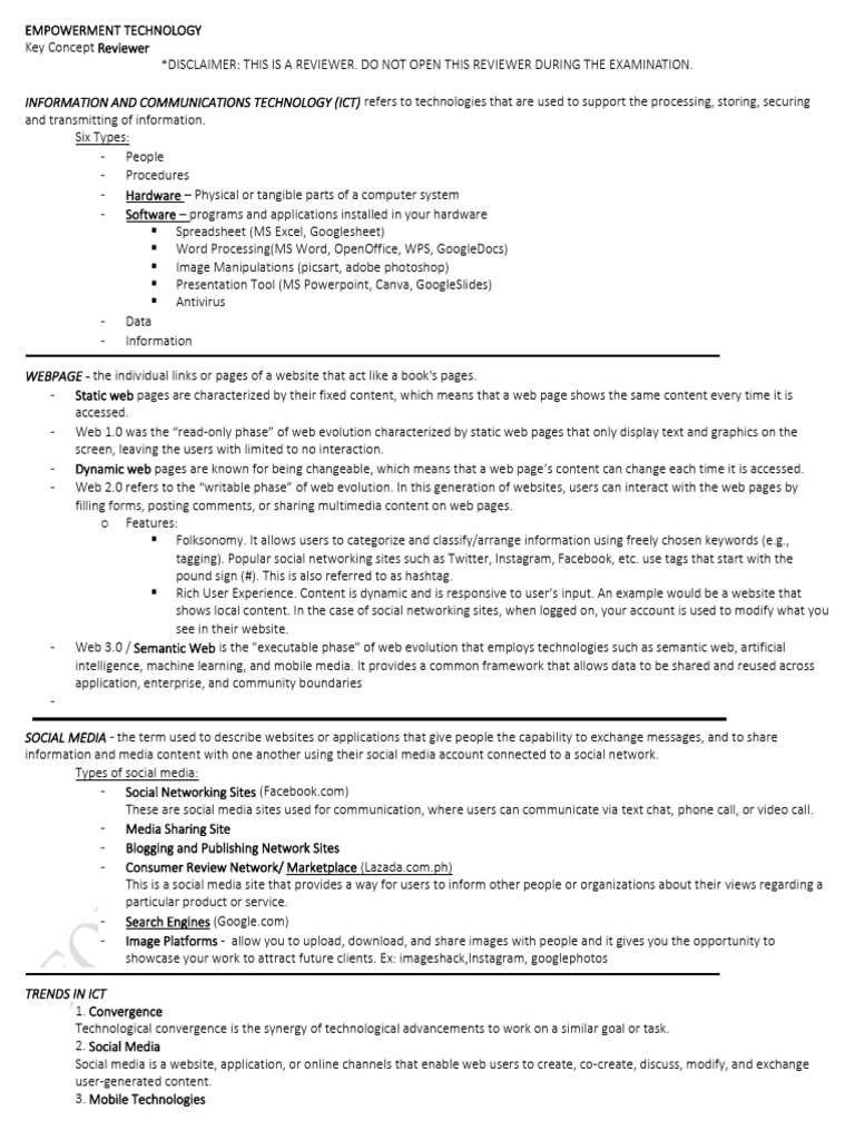 Empowerment Technology Reviewer q1 | PDF