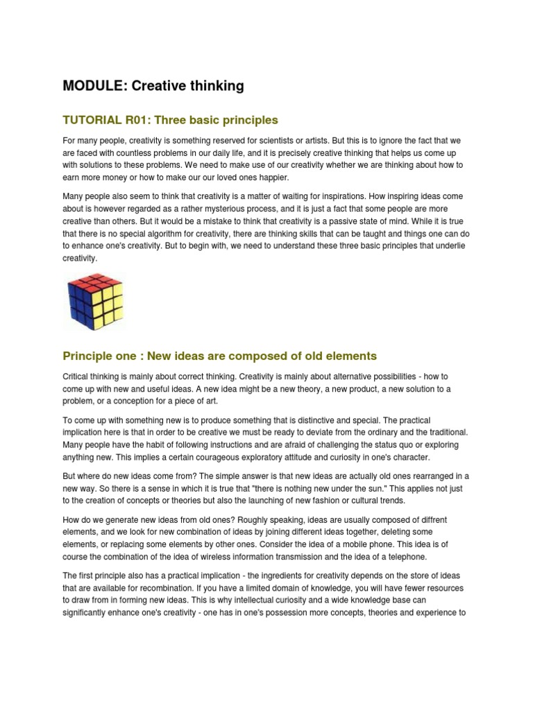 3 Principles of Creativity | PDF | Creativity | Critical Thinking