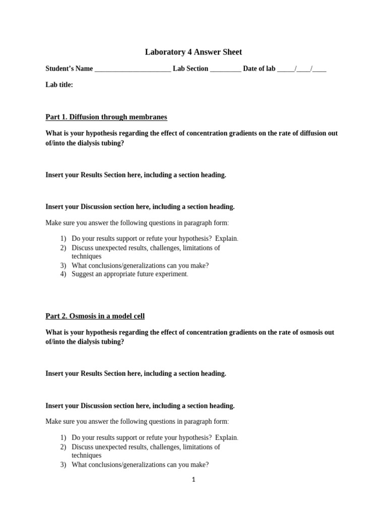 Lab 4 Answer Sheet | PDF