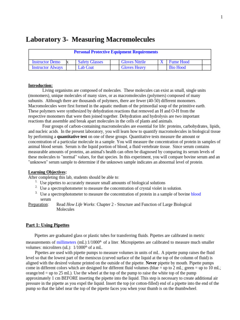Lab 3 Macromolecules 2024 | PDF