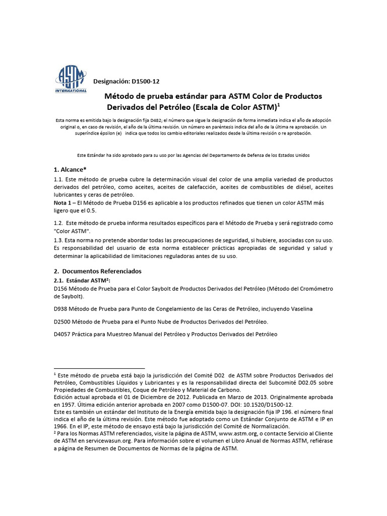 Astm D1500-12 Color | PDF