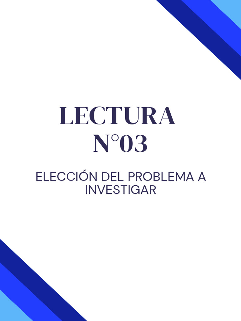 LEC 03 - Elección Del Problema A Investigar | PDF