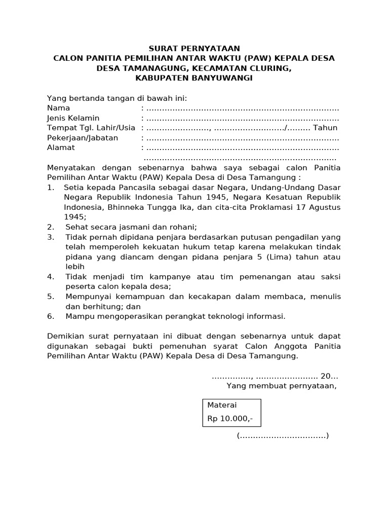 Paw-Surat Pernyataan | PDF